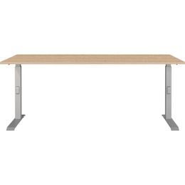 Germania Schreibtisch &raquo;Downey&laquo; h&ouml;heneinstellbar braun B/H/T: 180cm x 91cm x 80cm, Gestellfarbe Silber