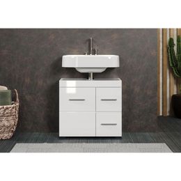 Welltime Waschbeckenunterschrank &raquo;Avena&laquo; 1 Stk. tlg. Badezimmerschrank mit T&uuml;r & Schubk&auml;sten &ndash; (B/T/H) 60/34/56 cm wei&szlig; Holzwerkstoff, MDF Wei&szlig;, B/H/T