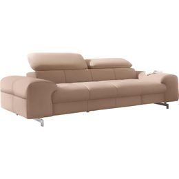 COTTA 3-Sitzer &raquo;Chef&laquo; Big-Sofa mit Kopfteilverstellung, edle Metallkufen braun Luxus-Microfaser (100% Polyester);Softlux -Kunstleder;Leder Pampas (