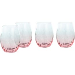 Creatable Longdrinkglas &raquo;Swirly Spring, Longdrinkgl&auml;ser-Set, 4-tlg.&laquo; Rillen Relief, Modern, Sommerlich, Leicht bunt Glas &Oslash; 7,5cm x 10,5cm, 360ml, 4 