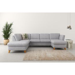 Home Affaire Wohnlandschaft &raquo;Trelleborg U-Form&laquo; Federkern-Polsterung, wahlweise mit Schlaffunktion und Stauraum silber 100% Polyester B/H/T: 307cm x 