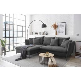 OTTO home Ecksofa &raquo;LIVORNO,258 cm, L-Form,&laquo; Schlaffunktion u. Bettkasten (139/224cm), Samt, Struktur, Webstoff schwarz 100% Polyester;PU-Schaum und 