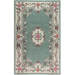 FLAIR RUGS Wollteppich &raquo;Aubusson&laquo; rechteckig 10 mm H&ouml;he Wolle, Teppich, Wohnzimmer, Schlafzimmer, Esszimmer gr&uuml;n Wolle B : 150cm 1 Stk., 10mm, L: 