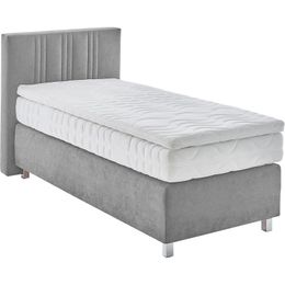 Westfalia Schlafkomfort Boxspringbett wahlweise mit Bettkasten und Topper grau Bezug: 100% Polyester;Polsterung: 100% Polyester Microvelours Ohne Topper,Ohne Bettkasten, 
