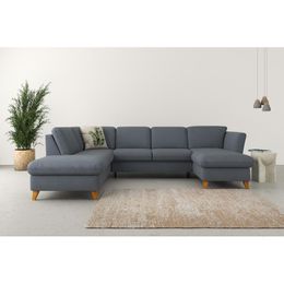 Home Affaire Wohnlandschaft &raquo;Trelleborg U-Form&laquo; Federkern-Polsterung, wahlweise mit Schlaffunktion und Stauraum blau 100% Polyester B/H/T: 307cm x 
