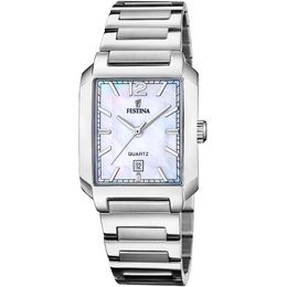 Festina Damen Quarzuhr &raquo;On The Square&laquo; Armbanduhr, Damenuhr, Edelstahlarmband, Datum silber Einheitsgr&ouml;&szlig;e