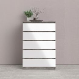 Home Affaire Kommode &raquo;Naia, Aufbewahrung, 5 Schubladen, Matt-Optik, grifflose Front&laquo; Modern, skandinavisches Design, in mehrere Farben, Hoch grau 