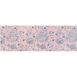 PRIMAflor-Ideen in Textil K&uuml;chenl&auml;ufer &raquo;FLOWERS, Made in Belgium&laquo; rechteckig 6,5 mm H&ouml;he Motiv Blumen, rutschhemmend, waschbar, K&uuml;che rosa Polyamid B 