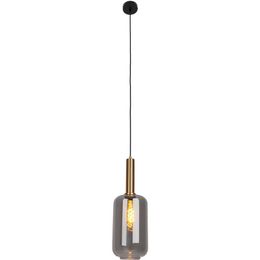 N&auml;ve n&auml;ve Pendelleuchte &raquo;Fumo&laquo; E27 1 Stk. aus Metall in Schwarz und Gold und Rauchglas, &Oslash; ca. 22 cm, H&ouml;he 150 cm schwarz 1, &Oslash; 22cm H: 150cm, 1 Stk.