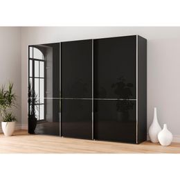 Musterring Schwebet&uuml;renschrank &raquo;Imola W&laquo; inkl. Einlegeb&ouml;den und Kleiderstangen, mit Glast&uuml;ren und Aufleistungen grau Floatglas, Holzwerkstoff B/H/T: 278,9cm x 