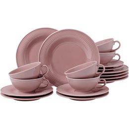 Seltmann Weiden Teeservice &raquo;Geschirr-Set, 18 Teile, Beat, klein&laquo; Tassen, Untertassen, Teller, Made in Germany, 18 Teile, f&uuml;r 6 Personen rosa Porzellan 18 Stk.