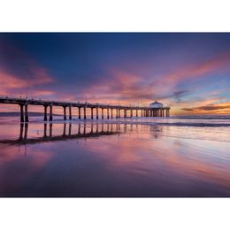 papermoon Fototapete &raquo;Pier at Sunset&laquo; glatt bunt Vlies B/L: 2,5m x 1,86m, Bahnen: 5 Stk.