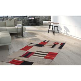 Kayoom Teppich &raquo;Radical 240&laquo; rechteckig 15 mm H&ouml;he Handgewebter Jacquard-Kilim, hochwertige Materialmischung bunt Wolle B : 80cm 1 Stk., 15mm, L: 150cm