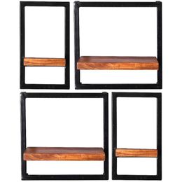 Sit Wandregal &raquo;Panama&laquo; Set schwarz Massivholz, Metall B/H/T: 60cm x 75cm x 25cm