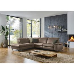 Die PlanBar Ecksofa &raquo;PN-EM20091, L-Form, Breite 297 cm&laquo; inkl. Kopfteilverstellung, optional elektr. Relaxfunktion u. Stauraum braun B/H/T: 297cm x 