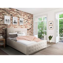 Home Affaire Polsterbett &raquo;Vaine&laquo; in 5 Breiten, auch in L&auml;nge 220 cm, incl. Roll-Lattenrost beige Samtoptik (100% Polyester) Liegefl&auml;che L&auml;nge B: 220cm