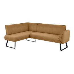 K+w Komfort & Wohnen K+W Komfort & Wohnen Eckbank &raquo;Drive&laquo; mit Seitenteilverstellung am langem Schenkel zur Sitzplatzerweiterung gelb B/H/T: 91cm x 68cm, Leder CLOUD, 