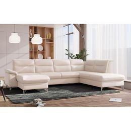 Sit & More sit&more Wohnlandschaft &raquo;Astoria U-Form&laquo; wahlweise mit motorischer Relaxfunktion beige 100% Polyester B/H/T: 327cm x 91cm x 225cm, Luxus-Microfaser 