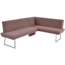 K+w Komfort & Wohnen K+W Komfort & Wohnen Eckbank mit Sattlernaht und schmaler Kufe, langer Schenkel rechts oder links rosa B/H/T: 86cm x 60cm, Flachgewebe Q2 2250, langer