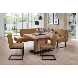 K+w Komfort & Wohnen K+W Komfort & Wohnen Essgruppe &raquo;Spider II&laquo; 4 Stk. tlg. langer Schenkel wahweise in 2 Breiten, 2 Freischwinger, 1 Tisch braun B/H/T: 88cm x 50cm, 