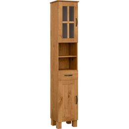 Home Affaire Hochschrank &raquo;Rodby&laquo; FSC -zertifiziertes Massivholz, Breite 33cm, H&ouml;he 180cm beige Massivholz natur, B/H/T: 33cm x 180cm x 30cm, 