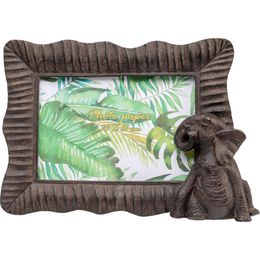 KARE Bilderrahmen &raquo;Safari 15x10cm&laquo; Elefant oder Hippo braun Polyresin B/H/T: 24cm x 17cm x 4,3cm, Elefant wei&szlig;