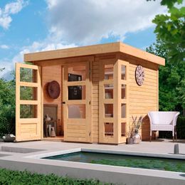 Karibu Gartenhaus &raquo;Nordsee 3&laquo; beige Holzwerkstoff ohne Fu&szlig;boden, ohne Dacheindeckung