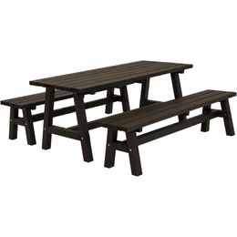 Plus Sitzbank &raquo;Country Plankengarnitur&laquo; 3 Stk. tlg. Besteht aus: Tisch und 2 B&auml;nke schwarz Holz B/H/T: 181cm x 45cm x 177cm