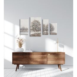 &Ouml;lgem&auml;lde &raquo;handarbeit 4-teilig B&Auml;UME 70x124 cm &ndash; Wandbild Landschaft&laquo; Baumbilder B&auml;ume Gem&auml;lde Kunst Landschaft Natur 1 Stk. tlg. handgefertigt, jedes