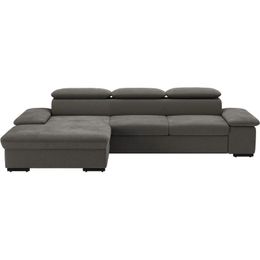 Sit & More sit&more Ecksofa &raquo;Alcudia L-Form&laquo; wahlweise mit Schlaffunktion grau 100% Polyester B/H/T: 286cm x 73cm x 174cm, Luxus-Microfaser Euphoria, Recamiere 