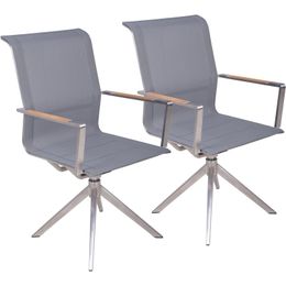 Garden Pleasure Drehstuhl &raquo;SALIDA&laquo; () 2er Set grau Edelstahl, Kunststoff, Massivholz B/H/T: 63cm x 95cm x 54cm