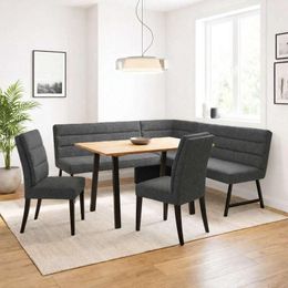 OTTO home Eckbankgruppe &raquo;Oregon Essecke, Sitzgruppe, K&uuml;chenbankgruppe&laquo; Set, 4er, 4 tlg. Eckbank mit Metallf&uuml;&szlig;en, Esstisch in Eiche massiv 