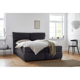OTTO home Boxspringbett &raquo;Jenson&laquo; in 4 Farben, 4 Breiten, 3 Matratzenarten in 2 H&auml;rtegraden, Topper grau Struktur weich (85% Polyester/15% Nylon) 