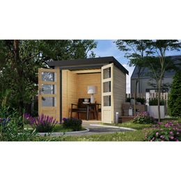 Karibu Gartenhaus &raquo;Jupiterino 2, in verschiedenen Farben&laquo; Made in Germany braun Massivholz ohne Fu&szlig;boden, Blechdach