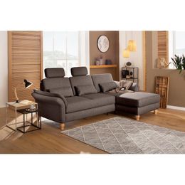 Home Affaire Ecksofa &raquo;Palace L-Form&laquo; incl. Sitztiefenverstellung, wahlweise mit Schlaffunktion und Stauraum braun Struktur fein (100% Polyester);