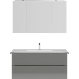Nobilia Badm&ouml;bel-Set &raquo;Levere&laquo; vormontiert, mit Soft-Close, 2 Stk. tlg. grau B/H/T: 121cmcm x 169cmcm x 48,7cmcm, Griffe chrom