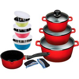 King Topf-Set &raquo;ALUGUSS&laquo; Set, je 1 Kochtopf 16/20/24 cm, 1 Stieltopf 16 cm, Sch&uuml;sselset, Grips, 15 Stk. tlg. Aluminiumguss bunt Einheitsgr&ouml;&szlig;e