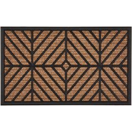 Astra Fu&szlig;matte &raquo;Border Graphic&laquo; rechteckig 8 mm H&ouml;he T&uuml;rmatte, Schmutzfangmatte, rutschfest, In und Outdoor braun Gummi, Kunstfaser B : 45cm 1 Stk., 