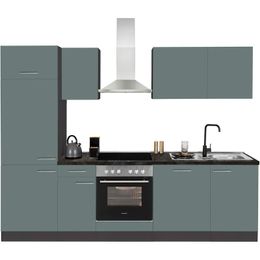 Optifit K&uuml;chenzeile &raquo;Malika&laquo; Breite 270 cm, mit Hanseatic-E-Ger&auml;ten gr&uuml;n B/H/T: 270cm x 206,8cm x 60cm,mit E-Ger&auml;ten