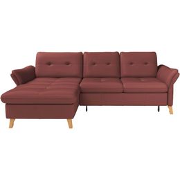 Sit & More sit&more Ecksofa &raquo;G&ouml;teborg&laquo; Sitztiefenverstellung und Federkern, wahlweise mit Bettfunktion rot B/H/T: 268cm x 90cm x 176cm, NaturLEDER Stoff, 