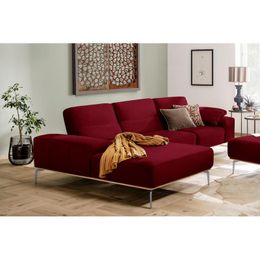 W.Schillig Ecksofa &raquo;run, Designsofa mit tollem Sitzkomfort, bequem, L-Form&laquo; mit elegantem Holzsockel, F&uuml;&szlig;e in Chrom gl&auml;nzend, Breite 319 cm rot 