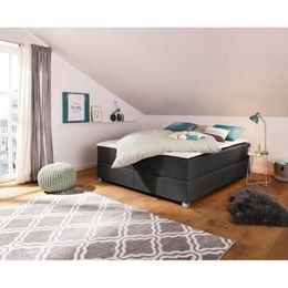 Home Affaire Boxbett &raquo;Alexis&laquo; ohne Kopfteil - ideal f&uuml;r R&auml;ume mit Dachschr&auml;gen; in 4 Breiten grau Struktur fein (100% Polyester) Struktur fein, 