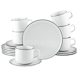 Creatable Kaffeeservice &raquo;Chef Collection Black Line, Kaffee-Service 18-tlg&laquo; Daily Use, Zeitlos wei&szlig; Porzellan 18 Stk.
