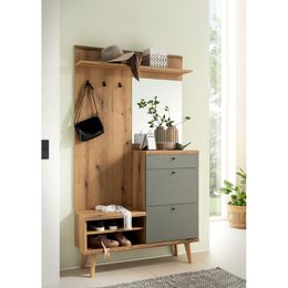 Home Affaire Kompaktgarderobe &raquo;Mavas, Garderobe, Garderobenschrank, ScandicDesign, Evoke Eiche/Salbei&laquo; ausreichend Stauraum, f&uuml;r kleine R&auml;ume geeignet