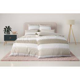 OTTO home Bettw&auml;sche &raquo;Yonne&laquo; 2 Stk. in frischen Farben, gestreifte Bettw&auml;sche, ab Gr. 135x200 cm beige Renforc&eacute;, Obermaterial: 100% Baumwolle B/L: 