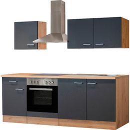 Flex-Well K&uuml;chenzeile &raquo;Morena&laquo; wahlweise mit E-Ger&auml;ten, Gesamtbreite 210 cm grau B/H/T: 210cm x 200cm x 60cm, ohne E-Ger&auml;te