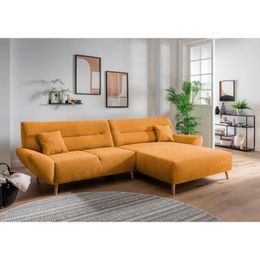 Home Affaire Ecksofa &raquo;Drago, elegant und zeitlos, komfortabel, Holzfu&szlig;, L-Form, Breite 290cm&laquo; frei im Raum stellbar, inkl. 2 Zierkissen gold 100% 