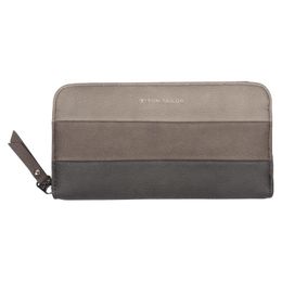 Tom Tailor Damen Tom Tailor Geldb&ouml;rse &raquo;ELLEN Long zip wallet&laquo; im modischen Streifendesign grau Einheitsgr&ouml;&szlig;e