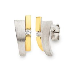 Bruno Banani Damen Paar Ohrstecker &raquo;Schmuck Geschenk Silber 925 Ohrschmuck Ohrringe Glitzerstein&laquo; mit Zirkonia (synth.) gold Silber 925 (