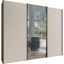 Wiemann Schwebet&uuml;renschrank &raquo;Monaco&laquo; hochwertige Beschl&auml;ge braun Holzwerkstoff, Kristallglas Bianco-Eiche-Nachbildung, B/H/T: 246,3cm x 217cm x 67cm, 